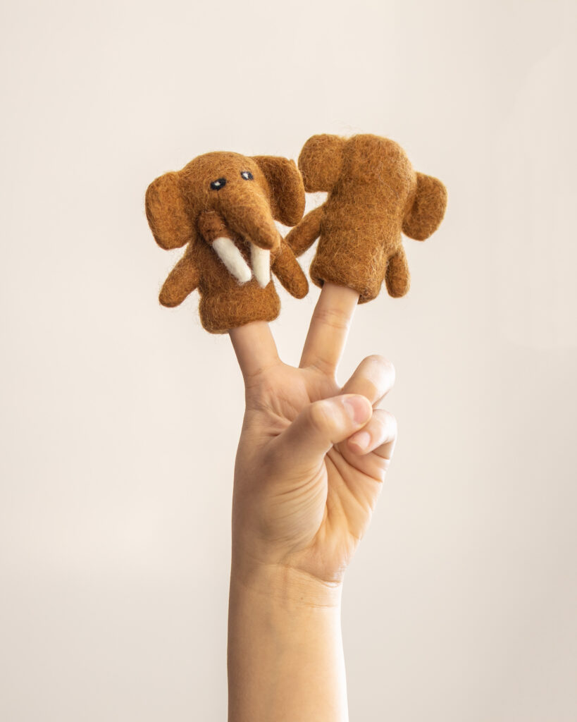 Woolly Mammoth Finger Puppet, Handmade - 100% Wool - Everest Pets and ...