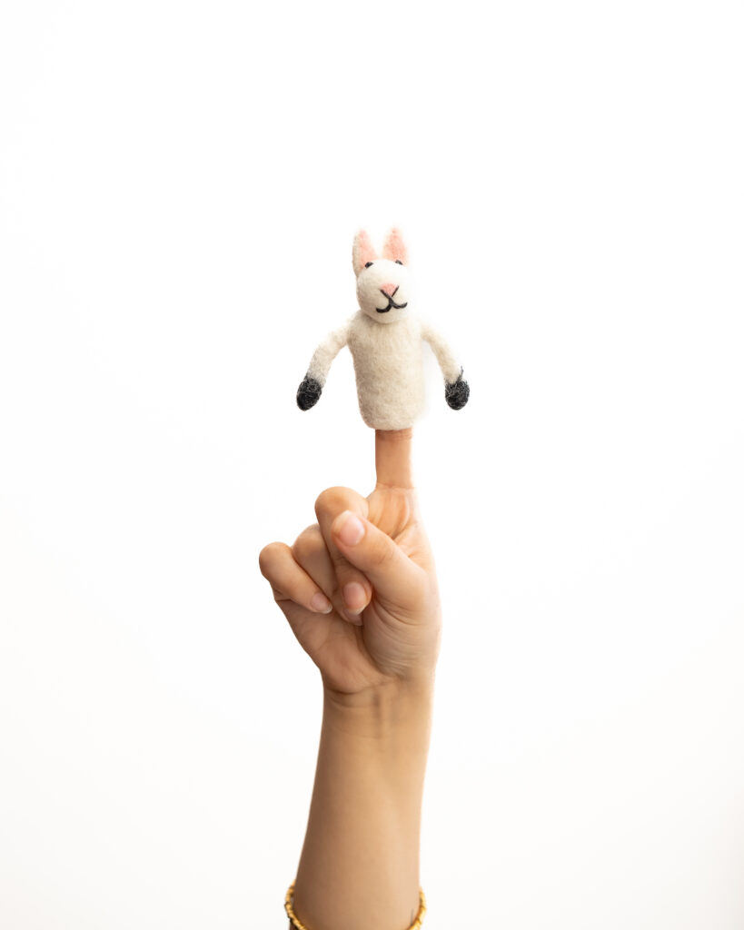 Rabbit Finger Puppet, Handmade - 100% Wool - Everest Pets and Gifts