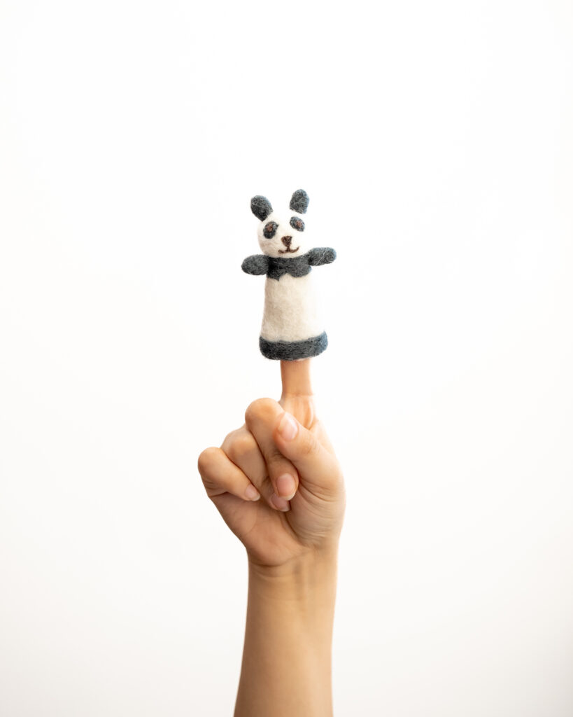 Panda Finger Puppet, Handmade - 100% Wool - Everest Pets and Gifts