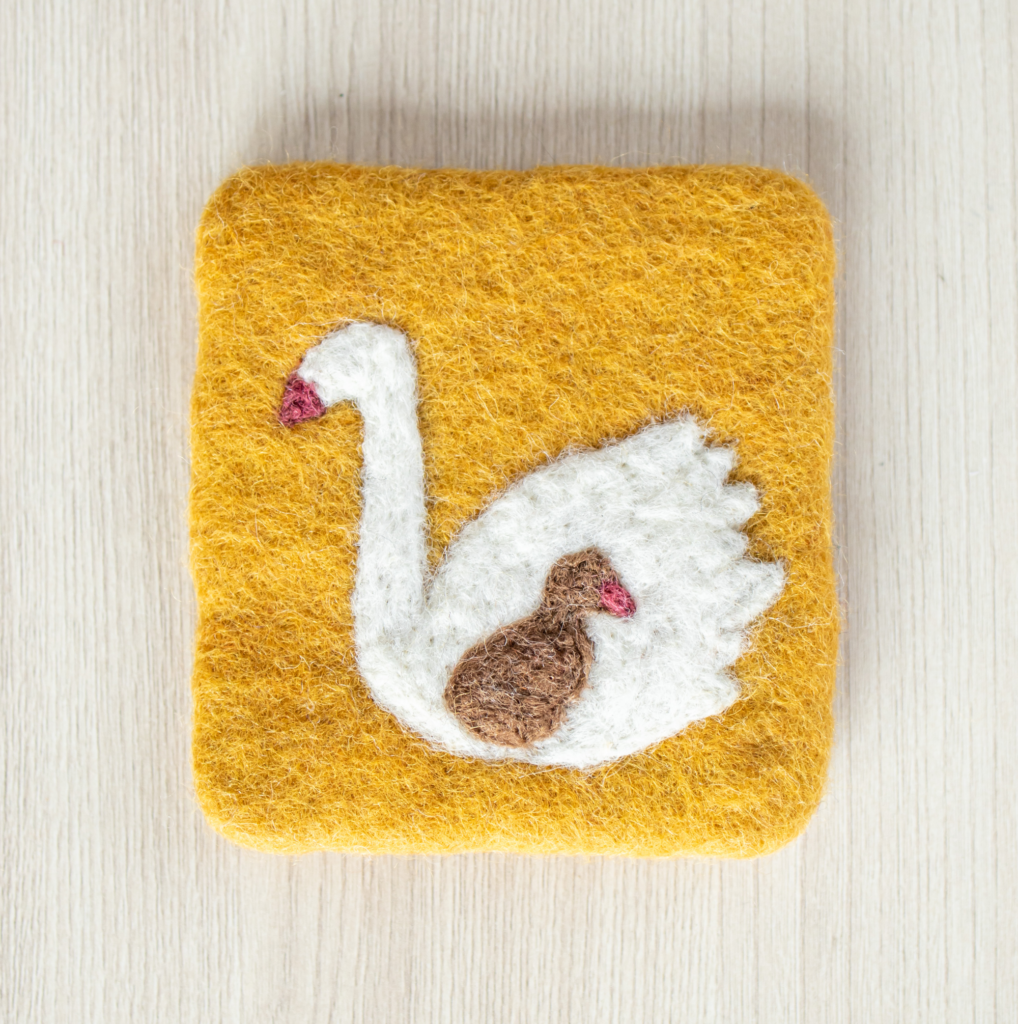 Swan Felted Coaster -100% Wool - Everest Pets and Gifts