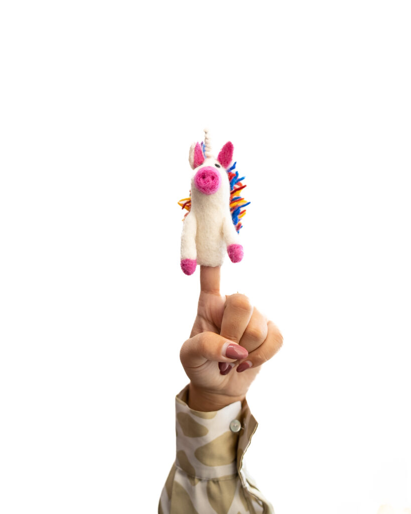 Unicorn Finger Puppet, Handmade - 100% Wool - Everest Pets and Gifts
