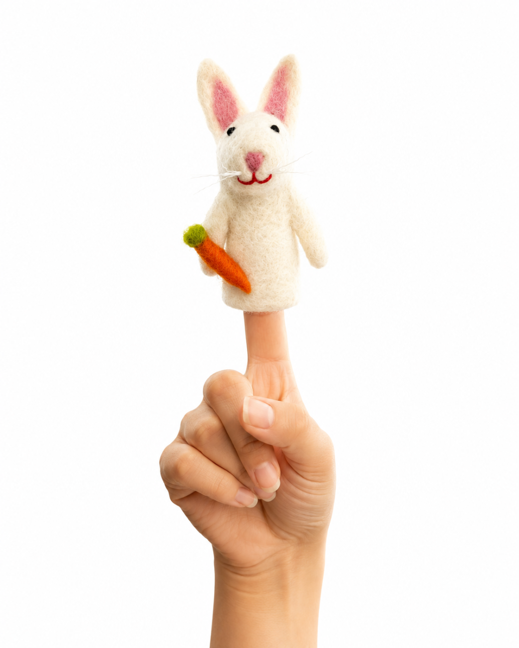 Rabbit Finger Puppet, Handmade - 100% Wool - Everest Pets and Gifts